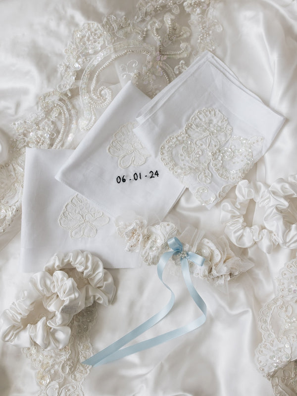 Family Handkerchief, Scrunchies, & Wedding Garter Made from Mother's ...