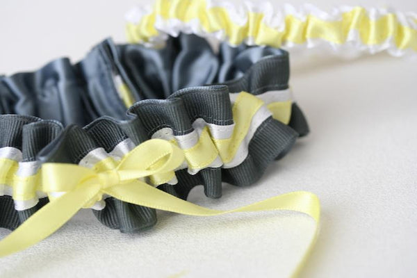 Gray, White and Yellow Garter Set | Wedding Garters, Bridal Garters ...
