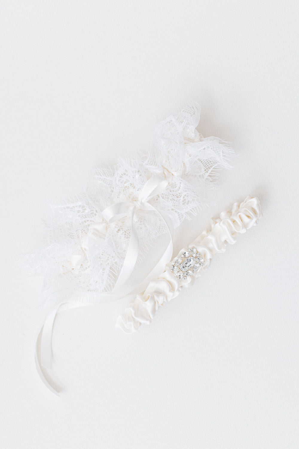 Wedding Garter Set With Eyelash Lace & Sparkle Detail