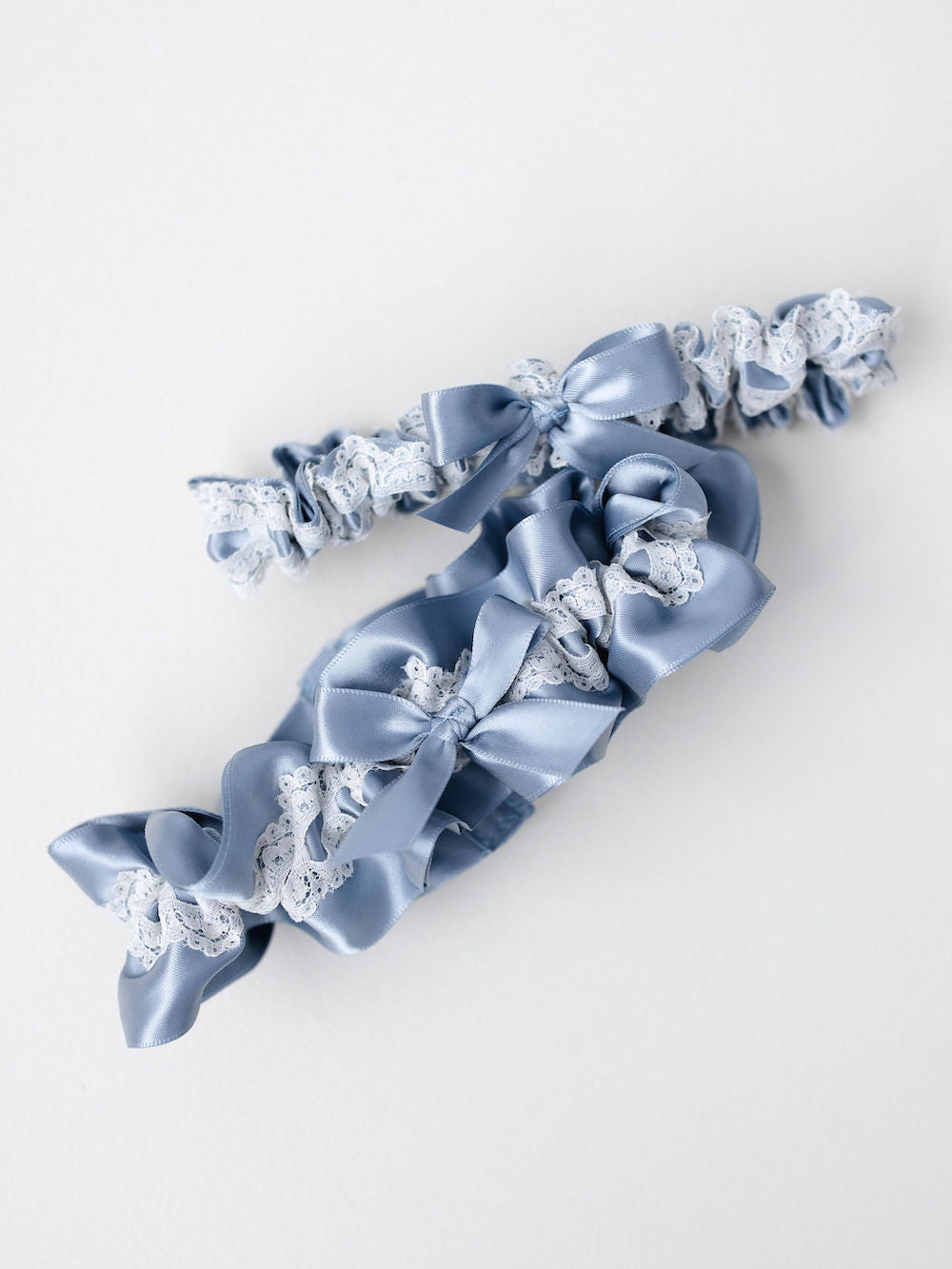 Something Blue Satin, Lace Personalized Wedding Garter Set