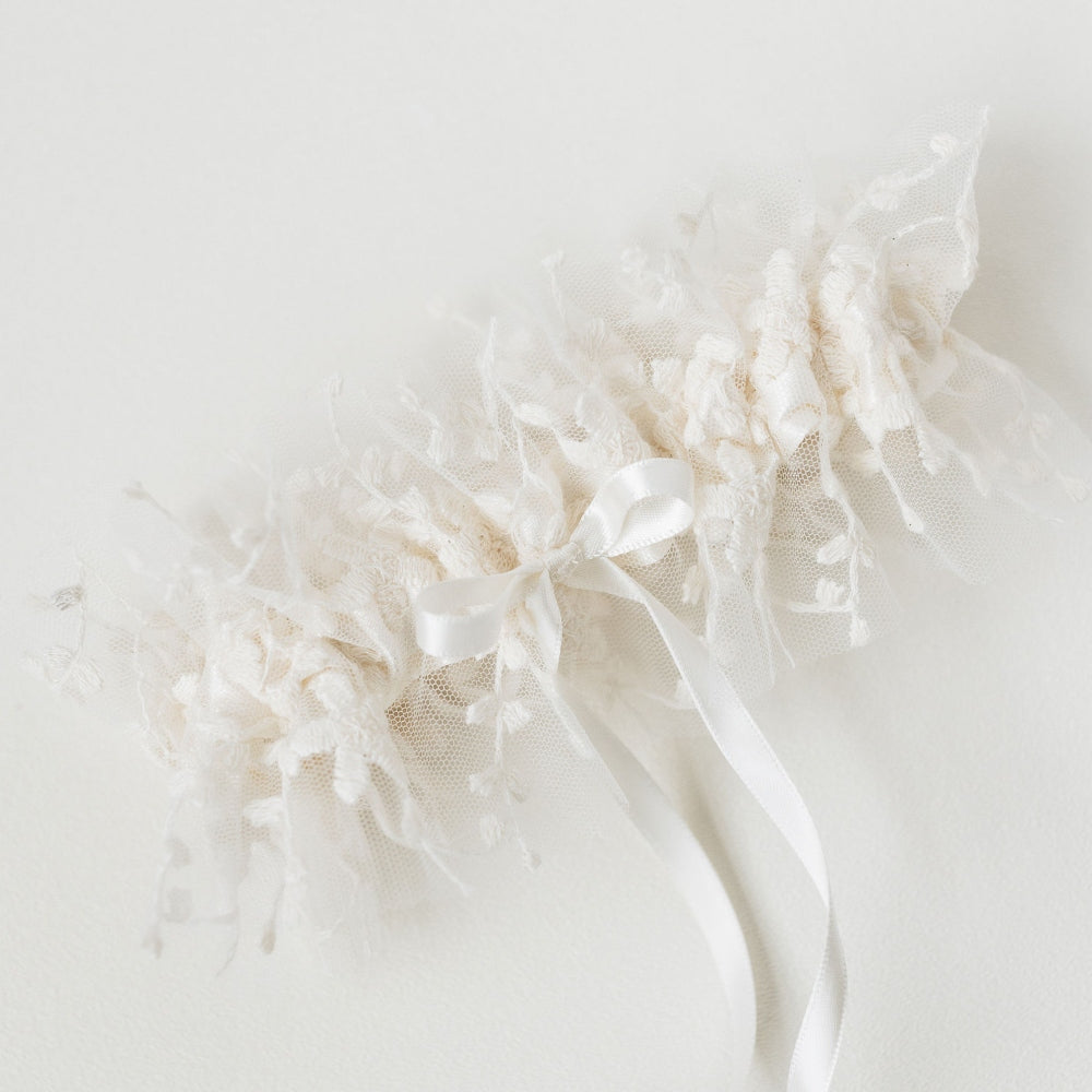Best Boho Bridal Accessory | Wedding Garter w/ Floral Embroidered Tulle