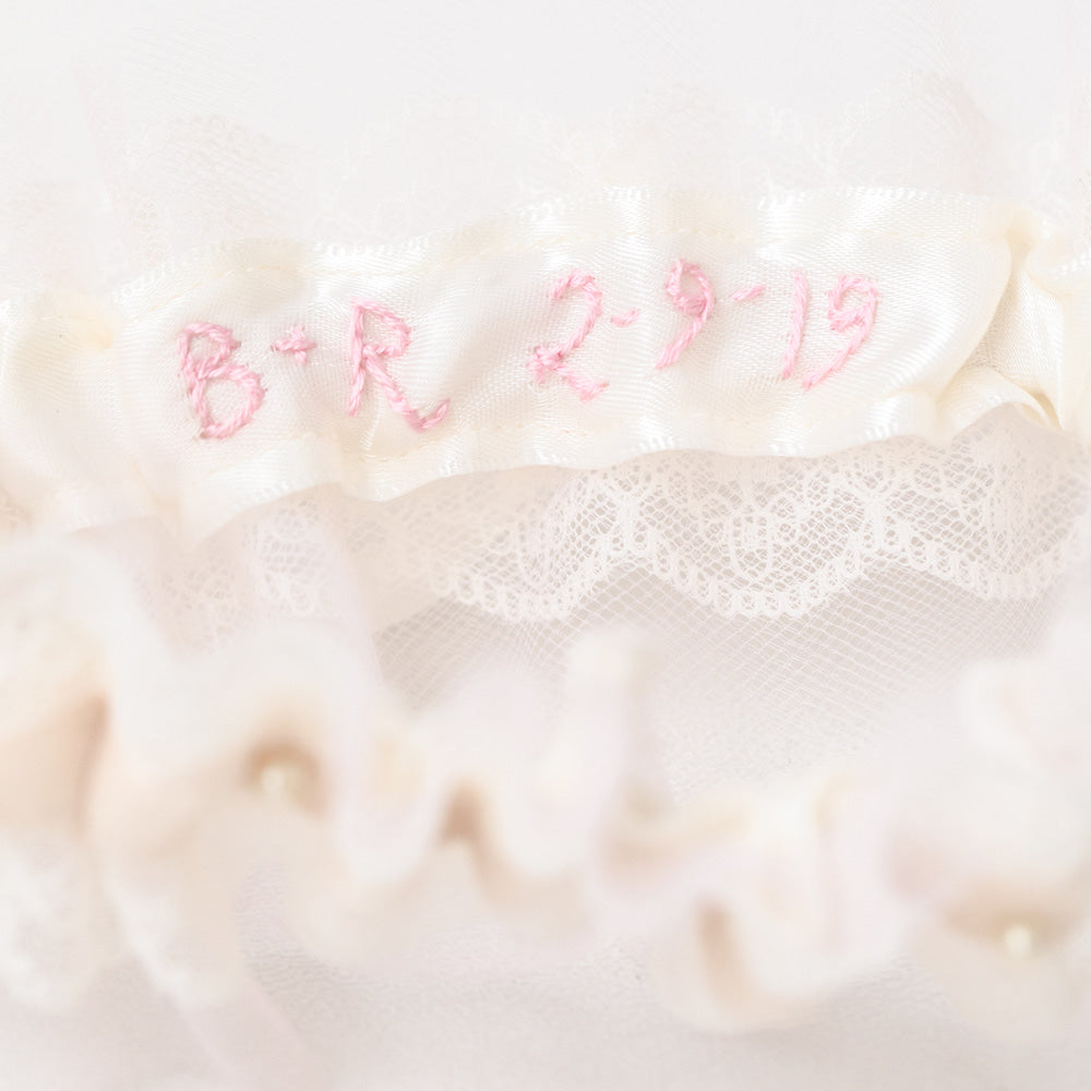 Custom Wedding Garters Personalized With Hand Embroidery