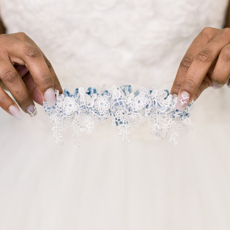 Bride's Something Blue Wedding Garter w/ Lace