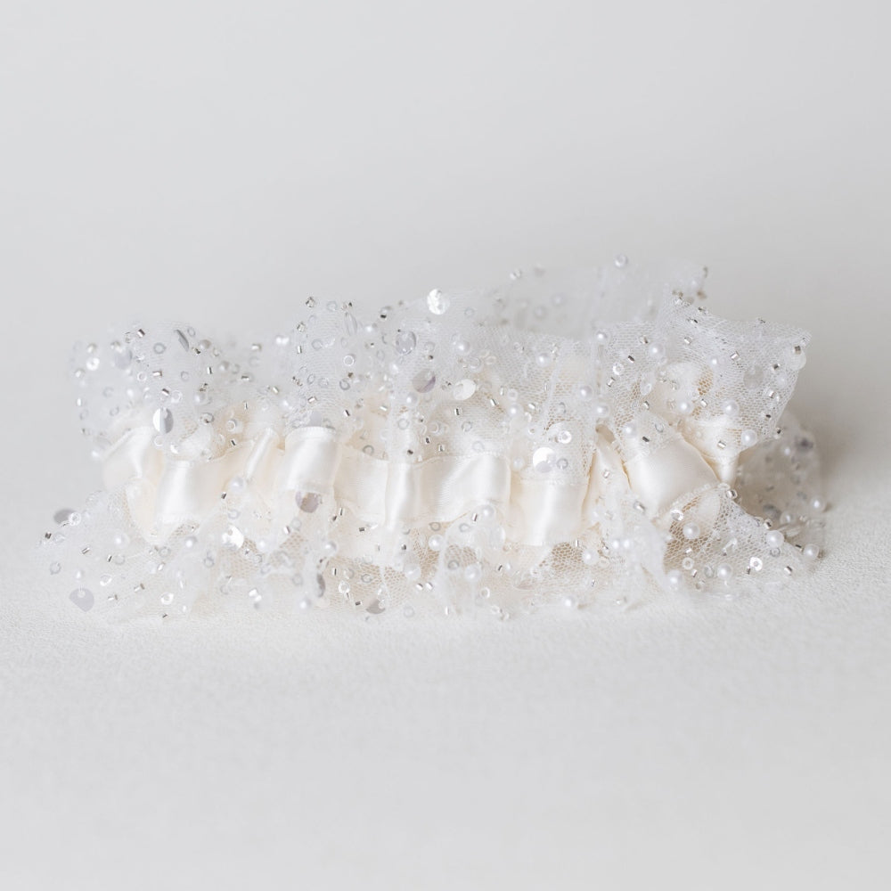 Pearl, Sparkle & Jewel Wedding Garter with Pearls