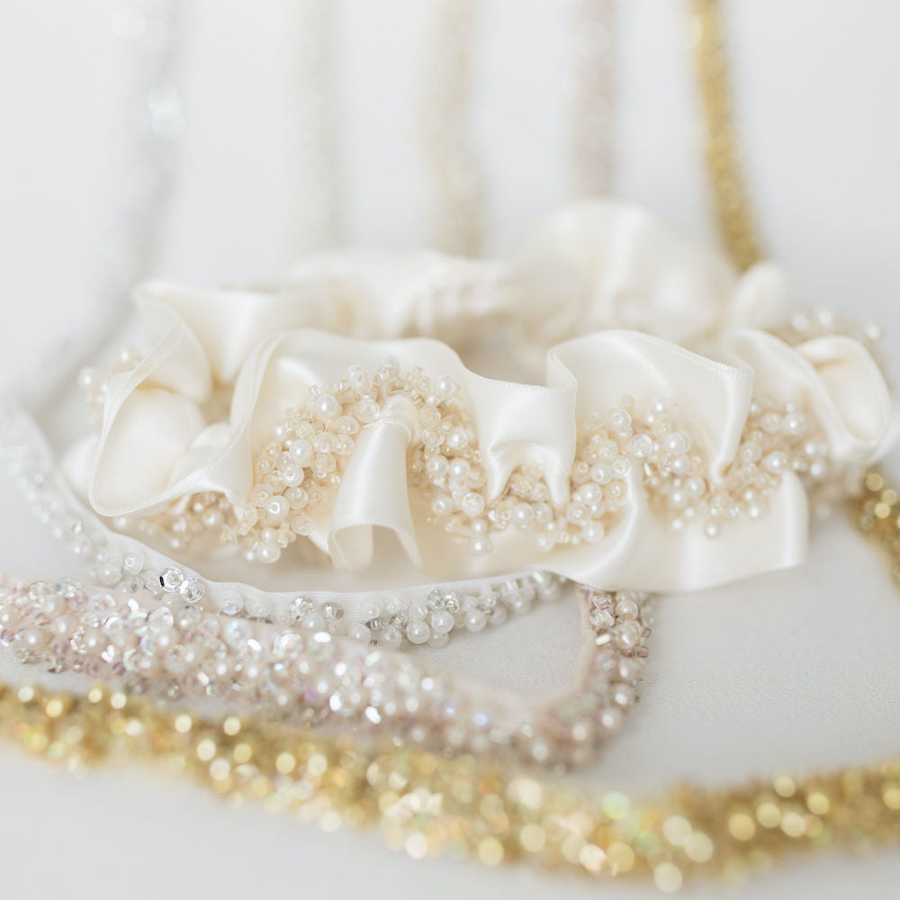 Most Luxurious Bridal Garter Pearls, Sequins, Glitter & Sparkle ...