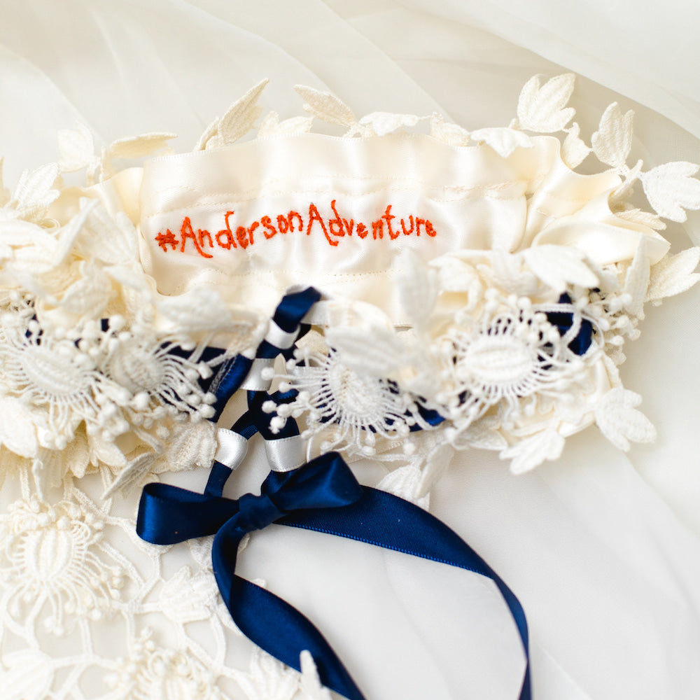 Custom Wedding Garters Personalized With Hand Embroidery